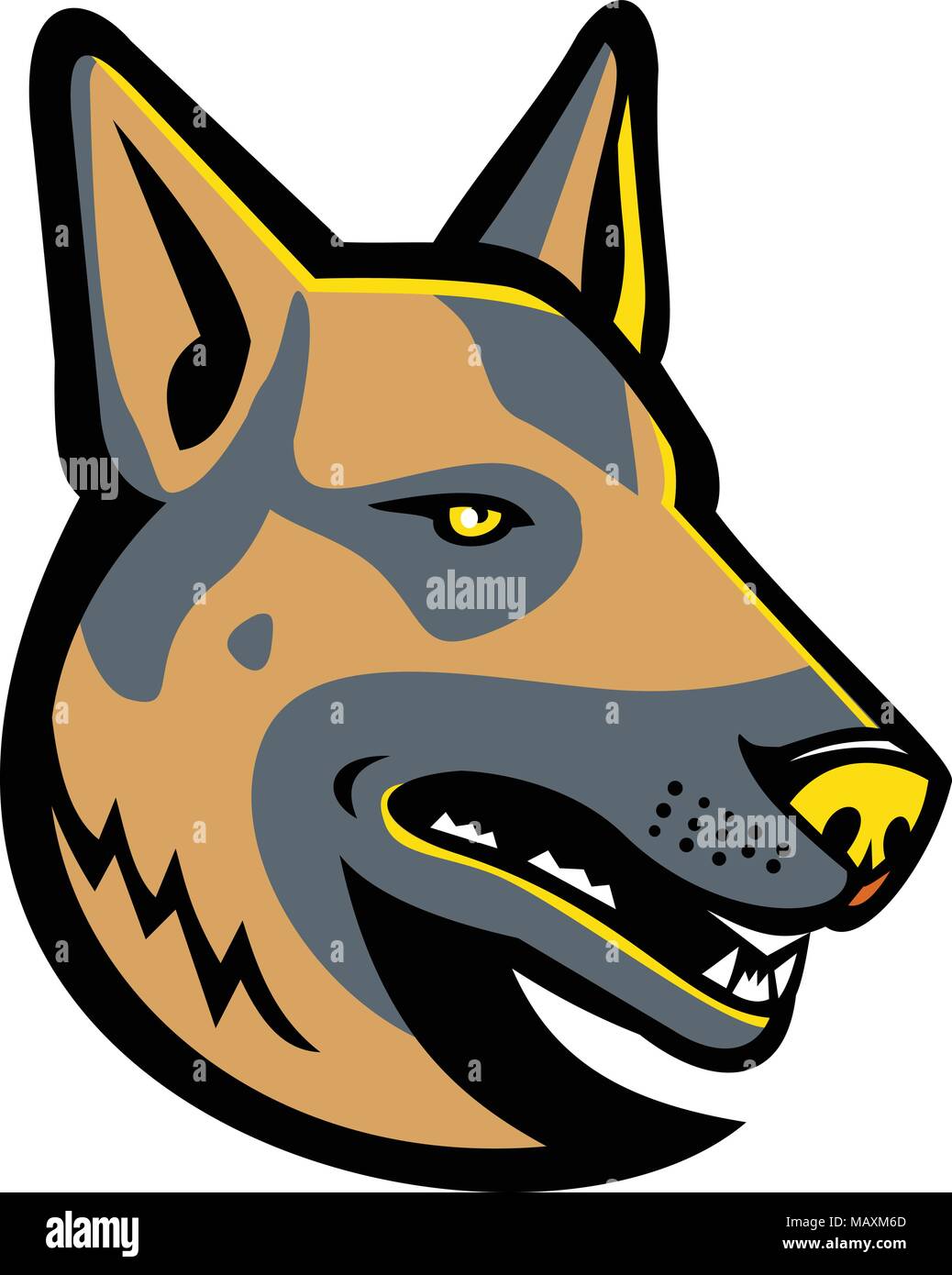 Mascot icon illustration of head of a German Shepherd, GSD, Alsatian ...