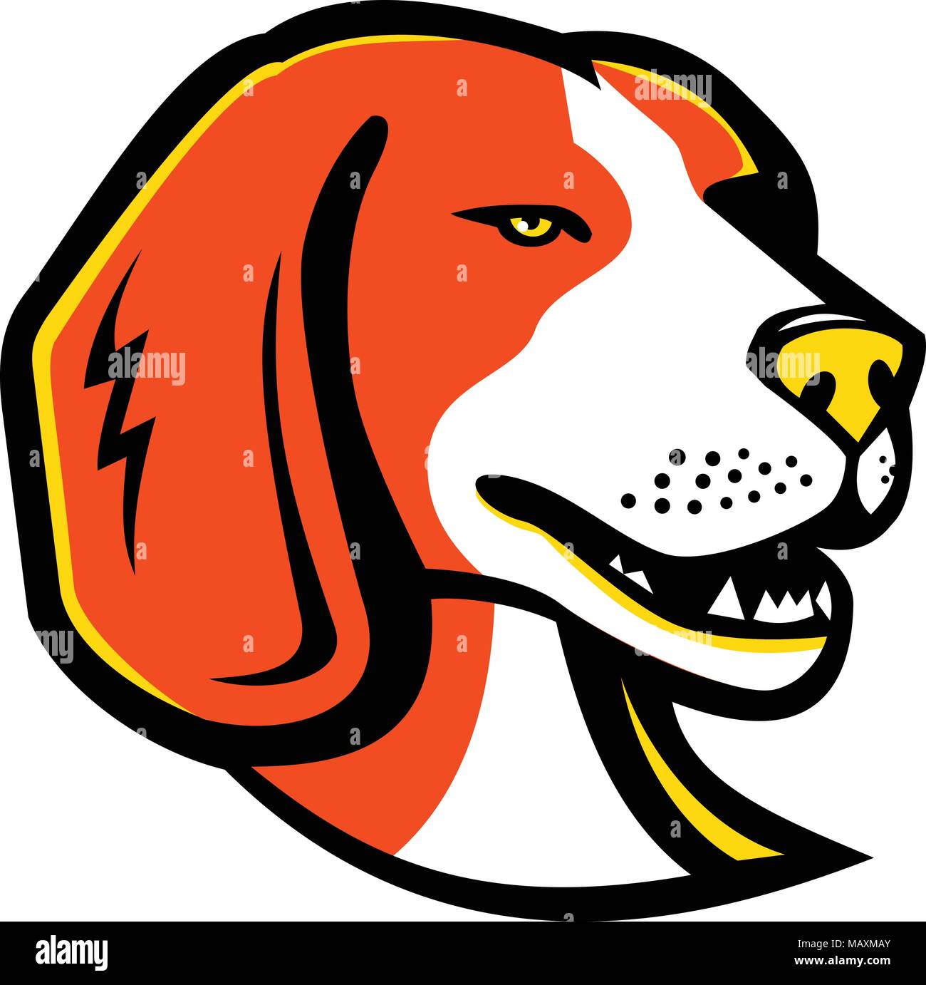 Mascot icon illustration of head of a beagle, a hunting dog or a small ...