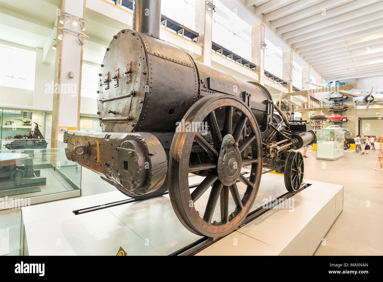 Stephenson's Rocket Locomotive, 1829 in the Science Museum, London, UK ...