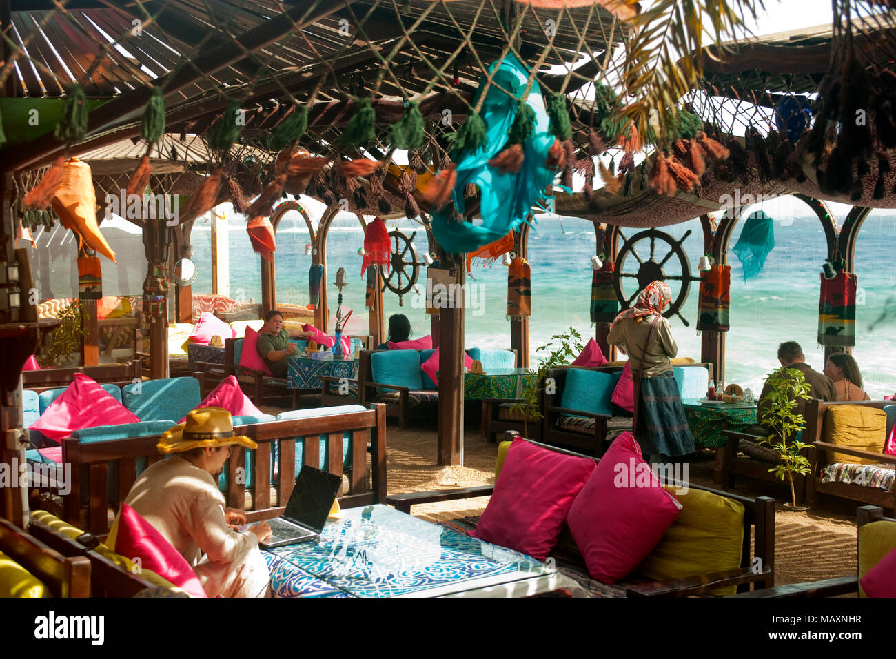 Egypt, Sinai Peninsula, Dahab, "Friends Restaurant Stock Photo - Alamy