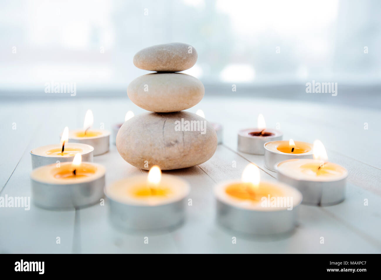 Zen Meditation Harmony, Spa Lifestyle, balanced stack of stones with ...