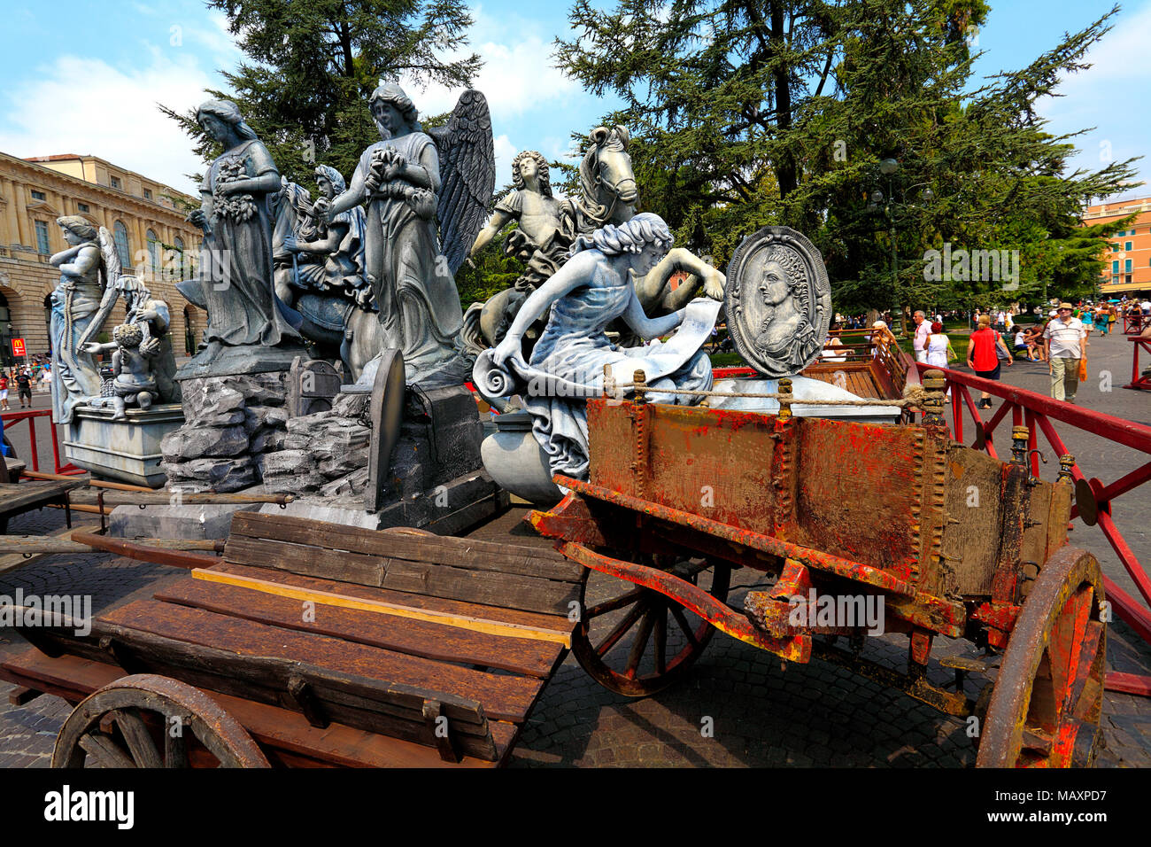 Verona, Veneto / Italy - 2012/07/06: Verona historic city center ...