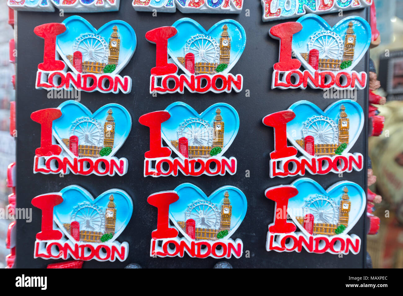 I love London fridge magnet souvenirs, UK Stock Photo - Alamy