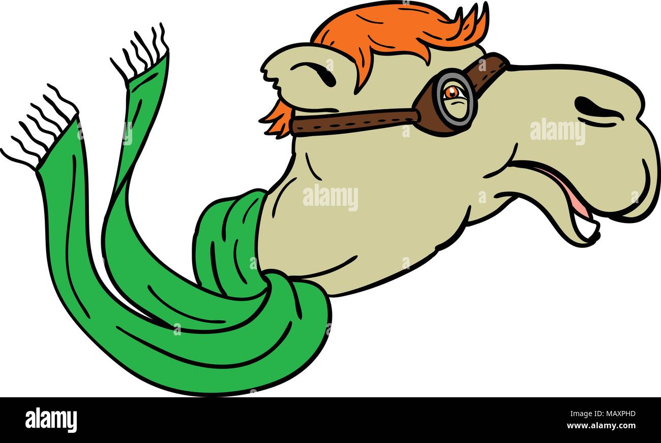 Mascot icon illustration of a camel wearing World War One aviator ...