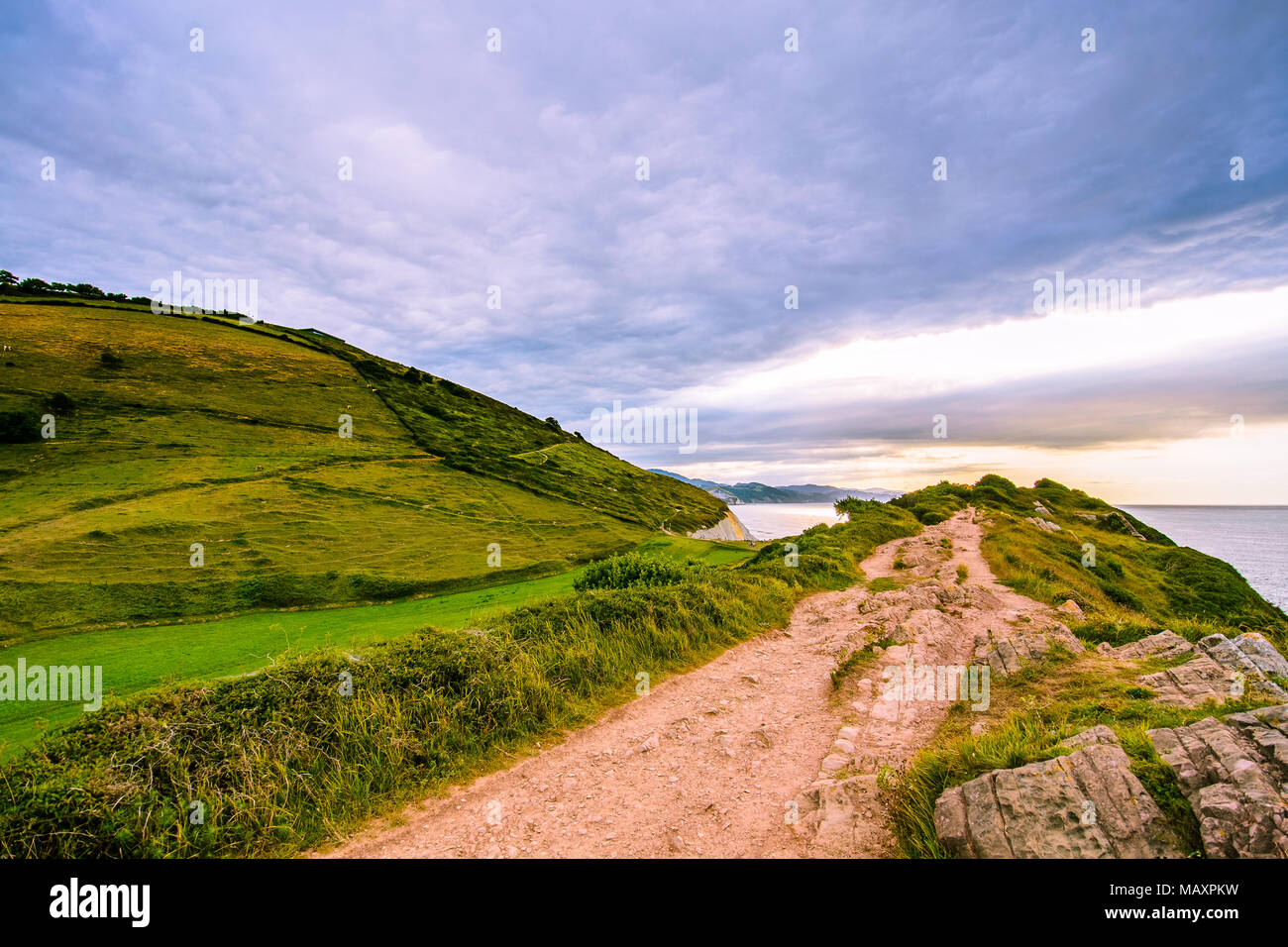 A typical white Basque house in Zumaia Flych, Spain Stock Photo - Alamy