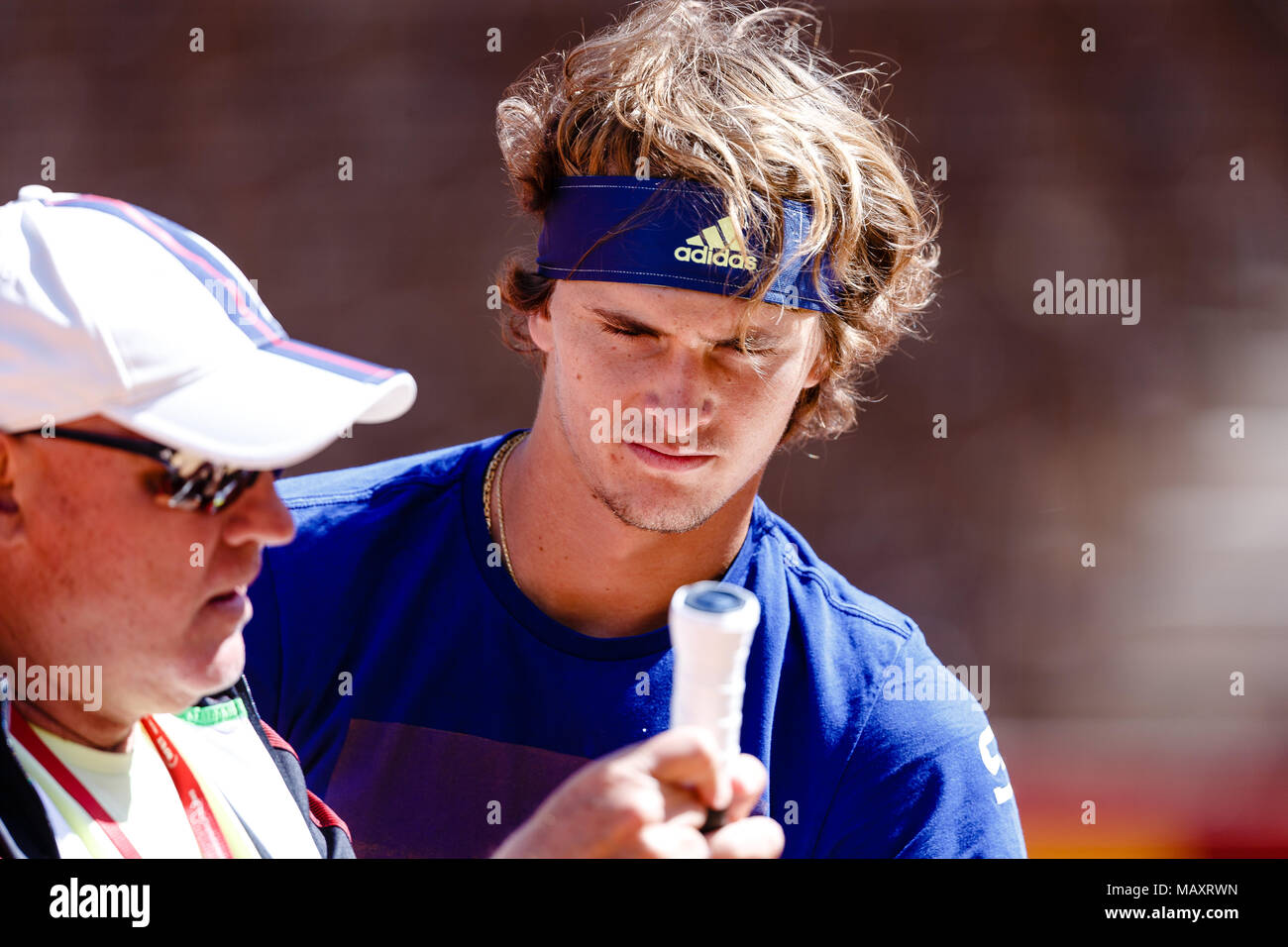 Valencia, Spain. 4th April, 2018. German tennis player Alexander Zverev ...