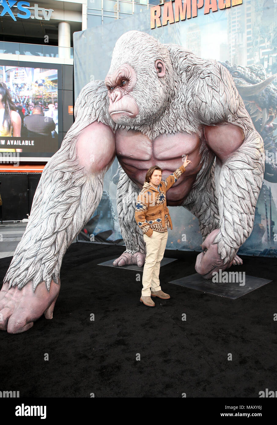 LOS ANGELES, CA - APRIL 4: Jake Lacy, at the premiere of Rampage at the ...