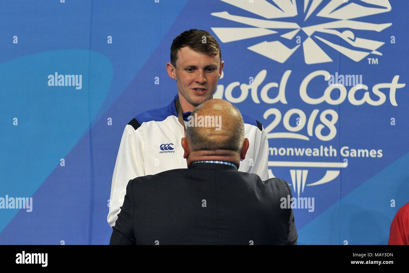 Queensland, Australia. 5th Apr, 2018. Ross MURDOCH (SCO) is presented ...