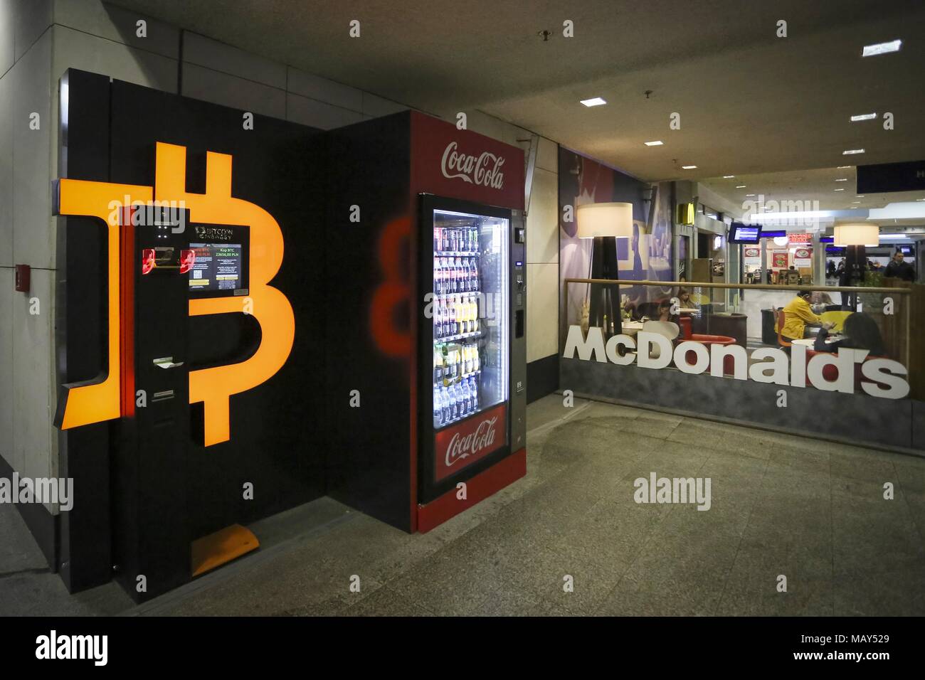 Krakow, Poland. 5th April, 2018. A Bitcoin ATM seen on April 5, 2018 in ...