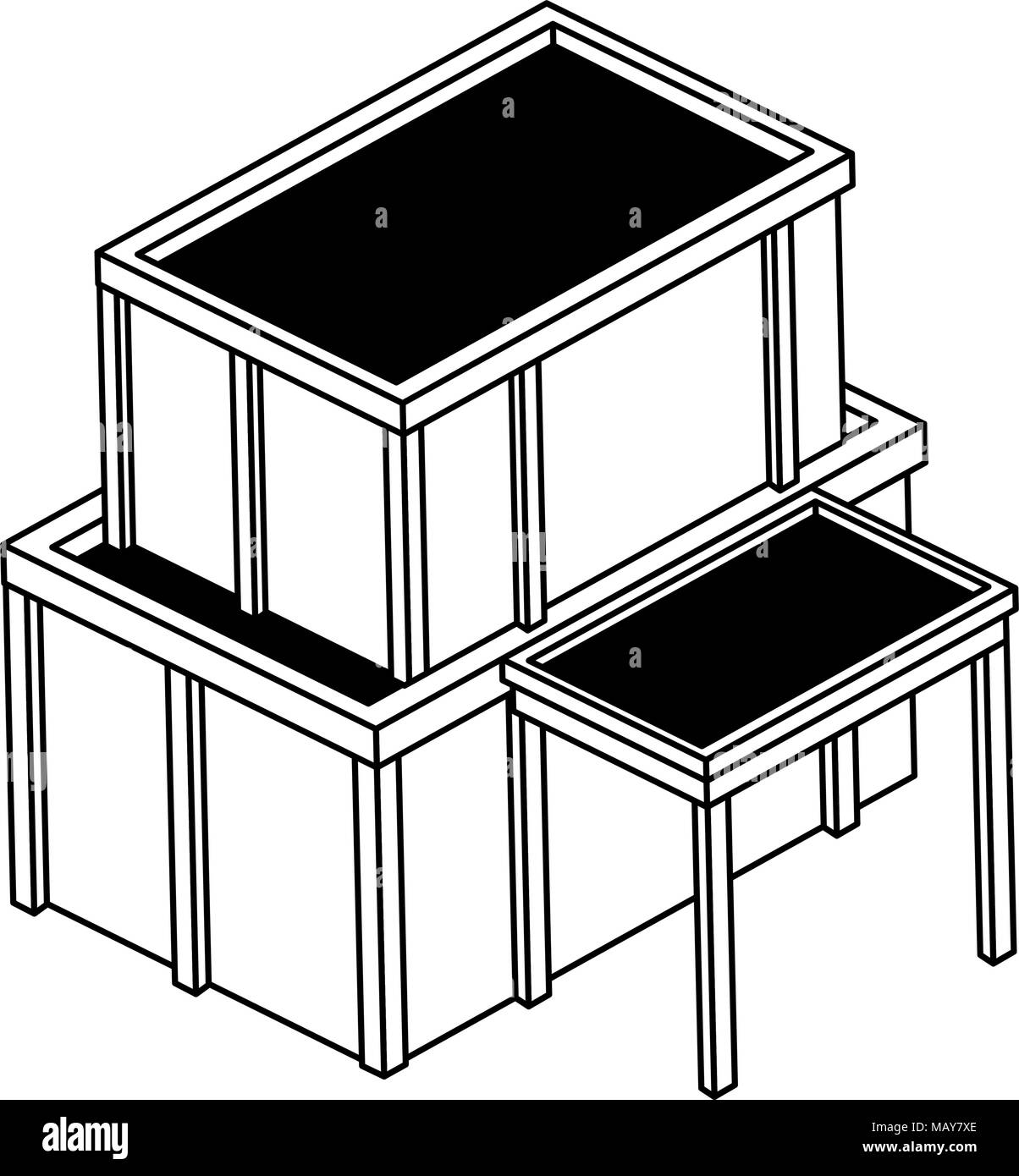 Isometric buildings Black and White Stock Photos & Images - Alamy