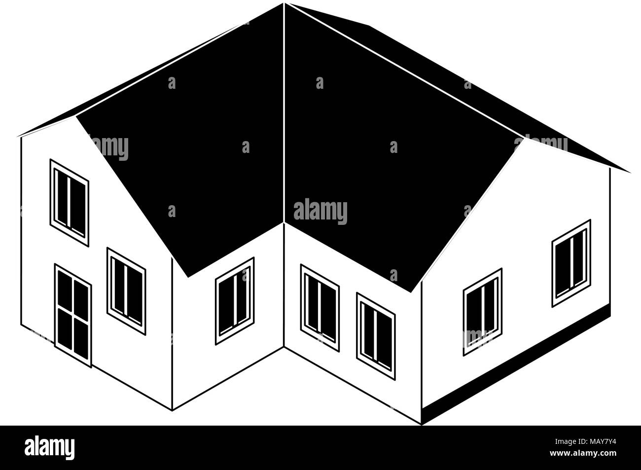 Isometric house Black and White Stock Photos & Images - Alamy