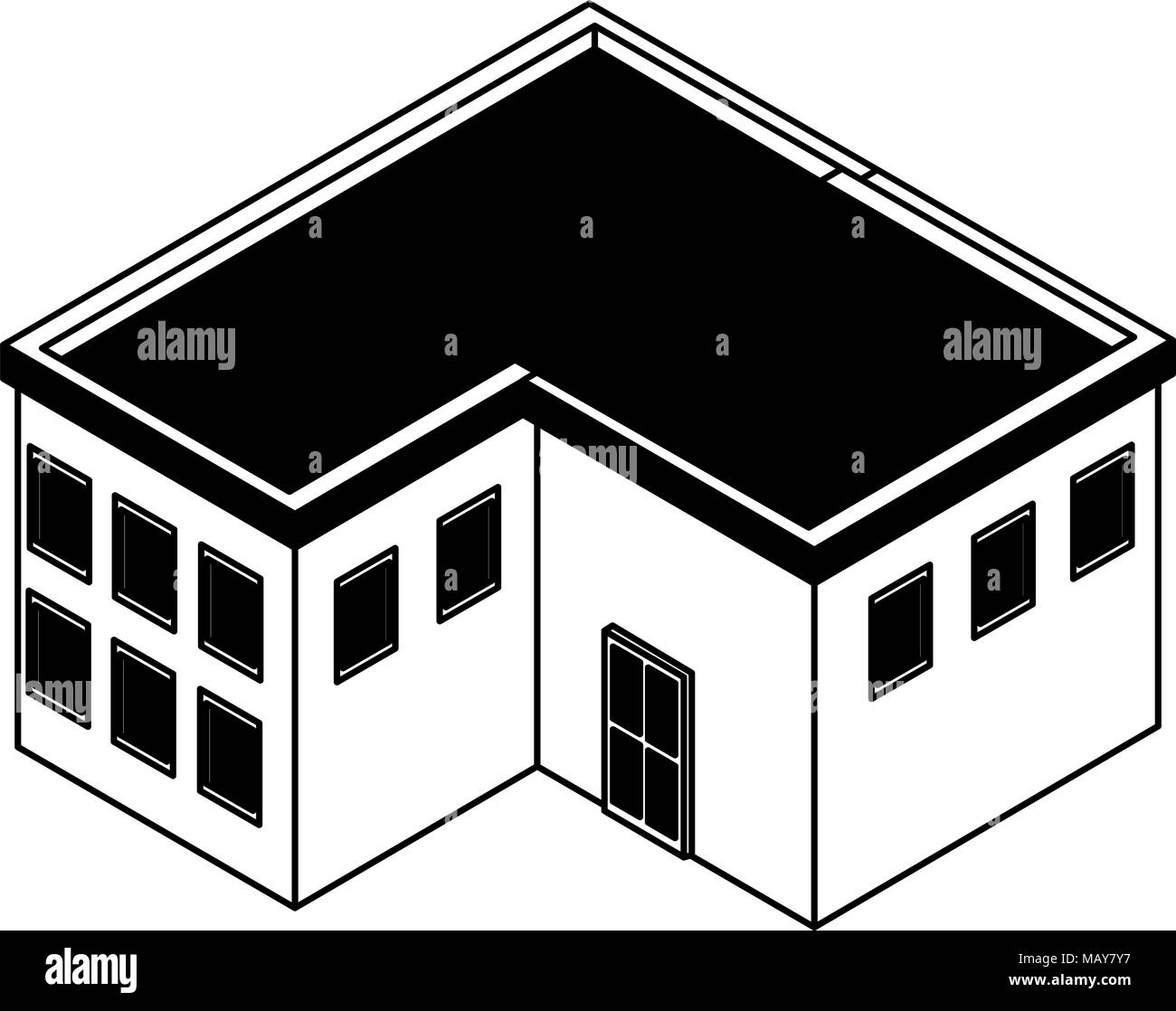 Isometric House Black and White Stock Photos & Images - Alamy