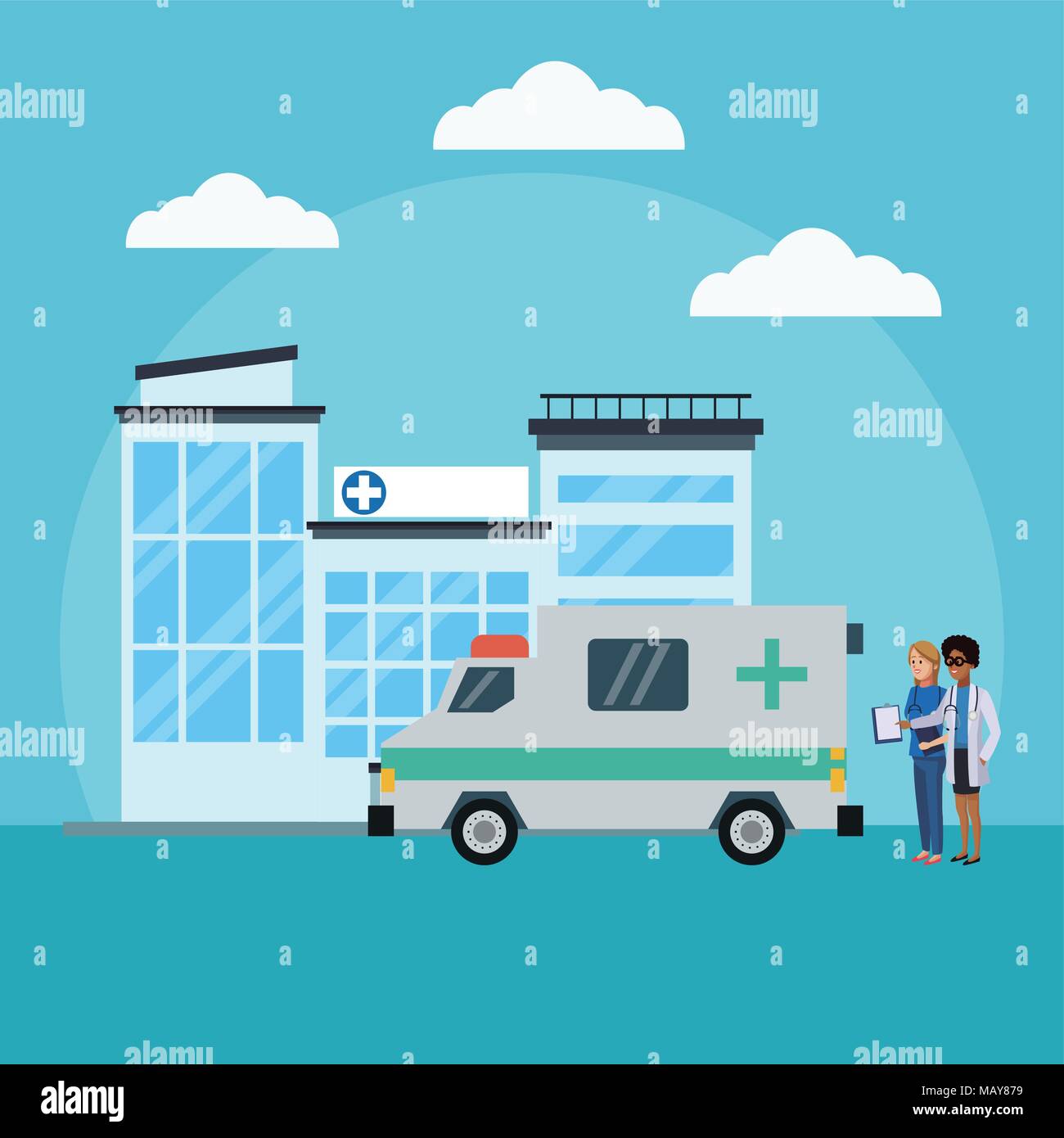 Patient outside hospital Stock Vector Image & Art - Alamy