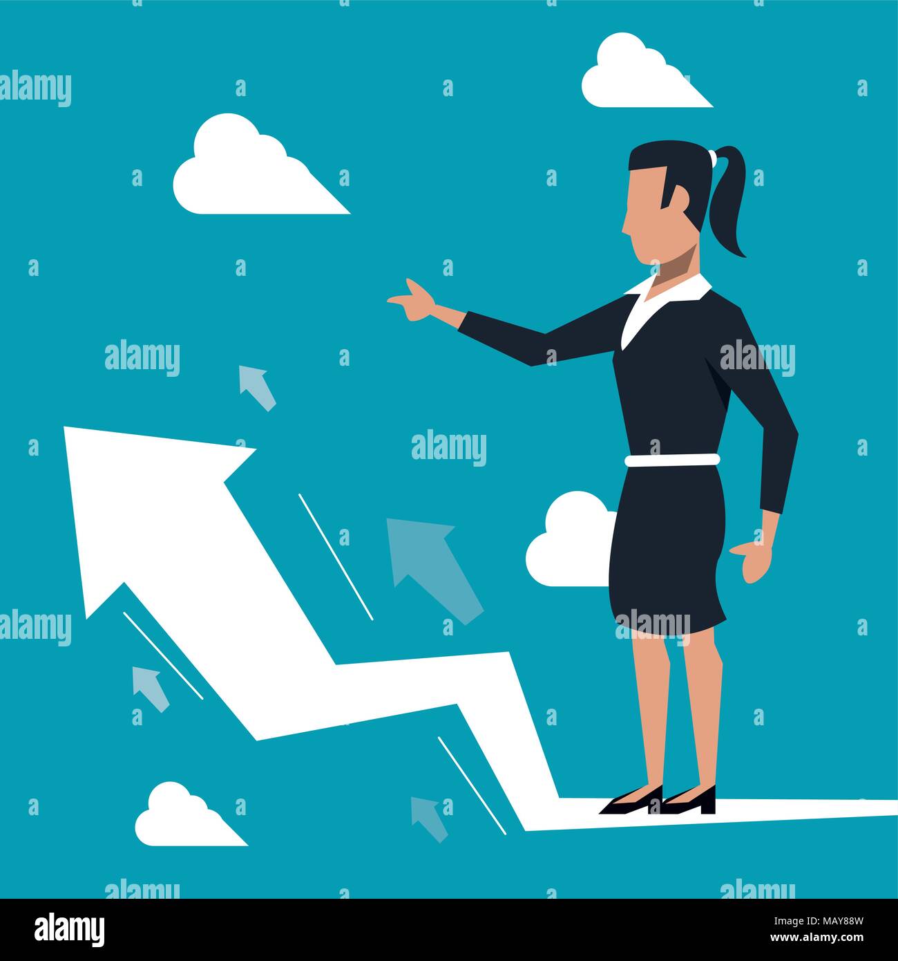 Business woman over progressive arrows Stock Vector Image & Art - Alamy