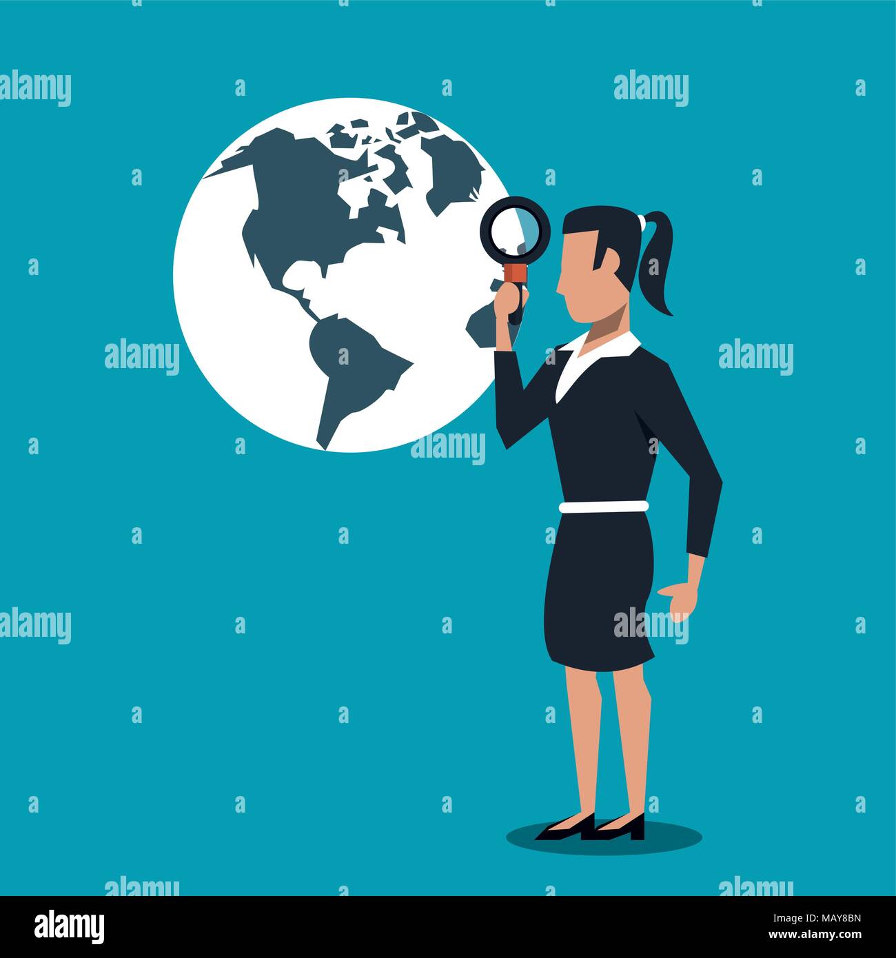 Business woman searching on world Stock Vector Image & Art - Alamy