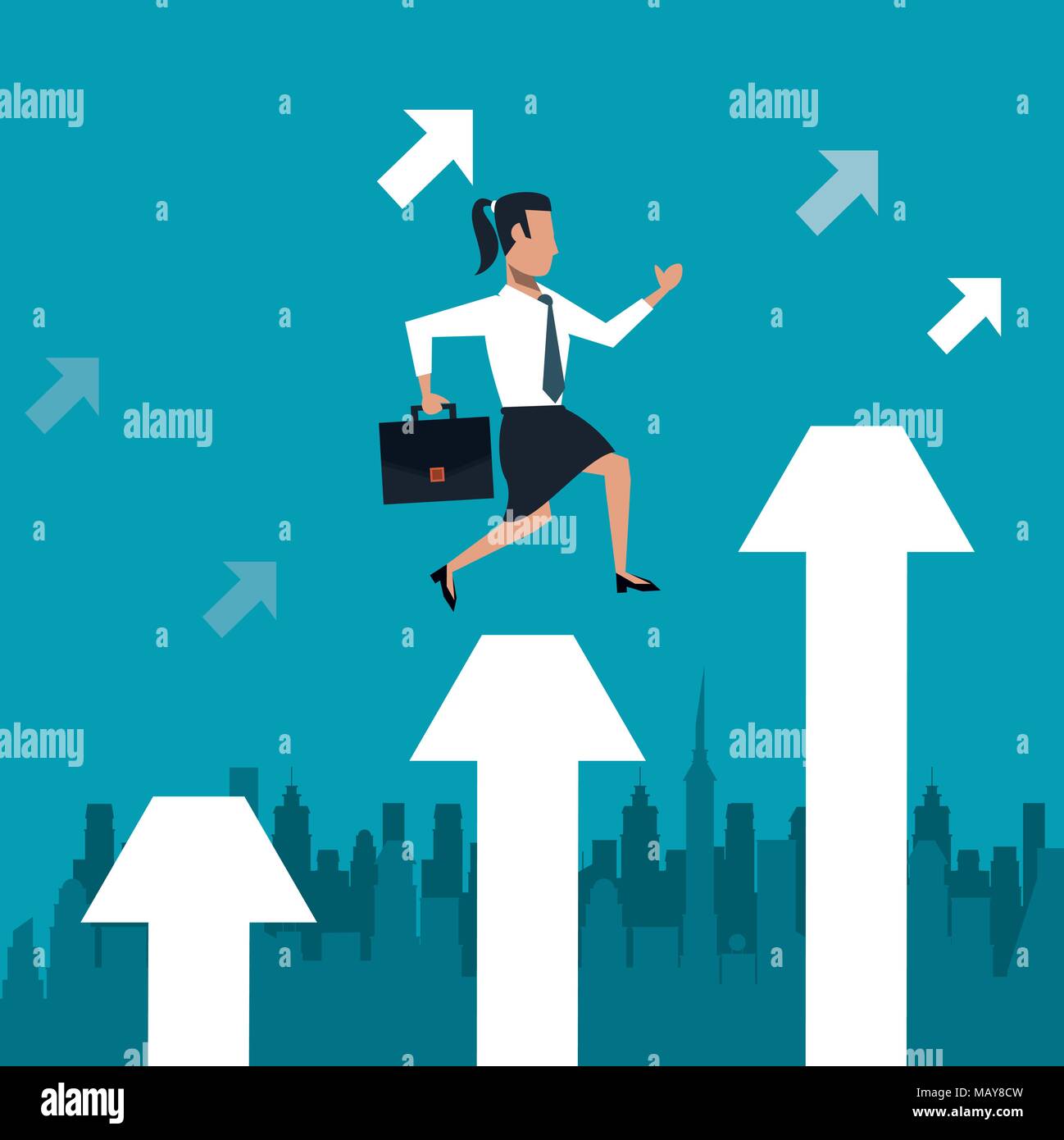 Business woman running over arrows Stock Vector Image & Art - Alamy