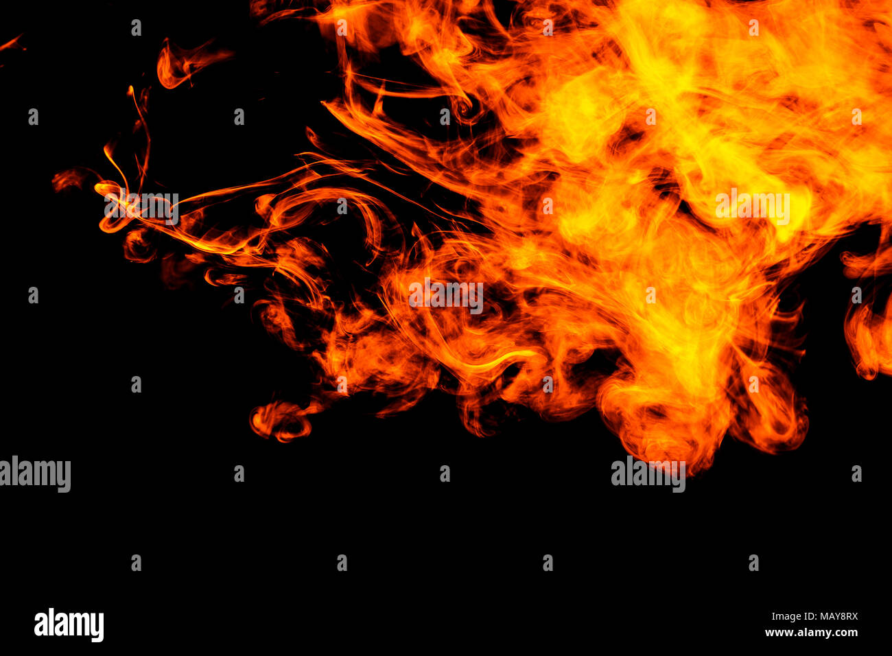 Fire flames background. Cloud of fiery smoke on a black isolated ...