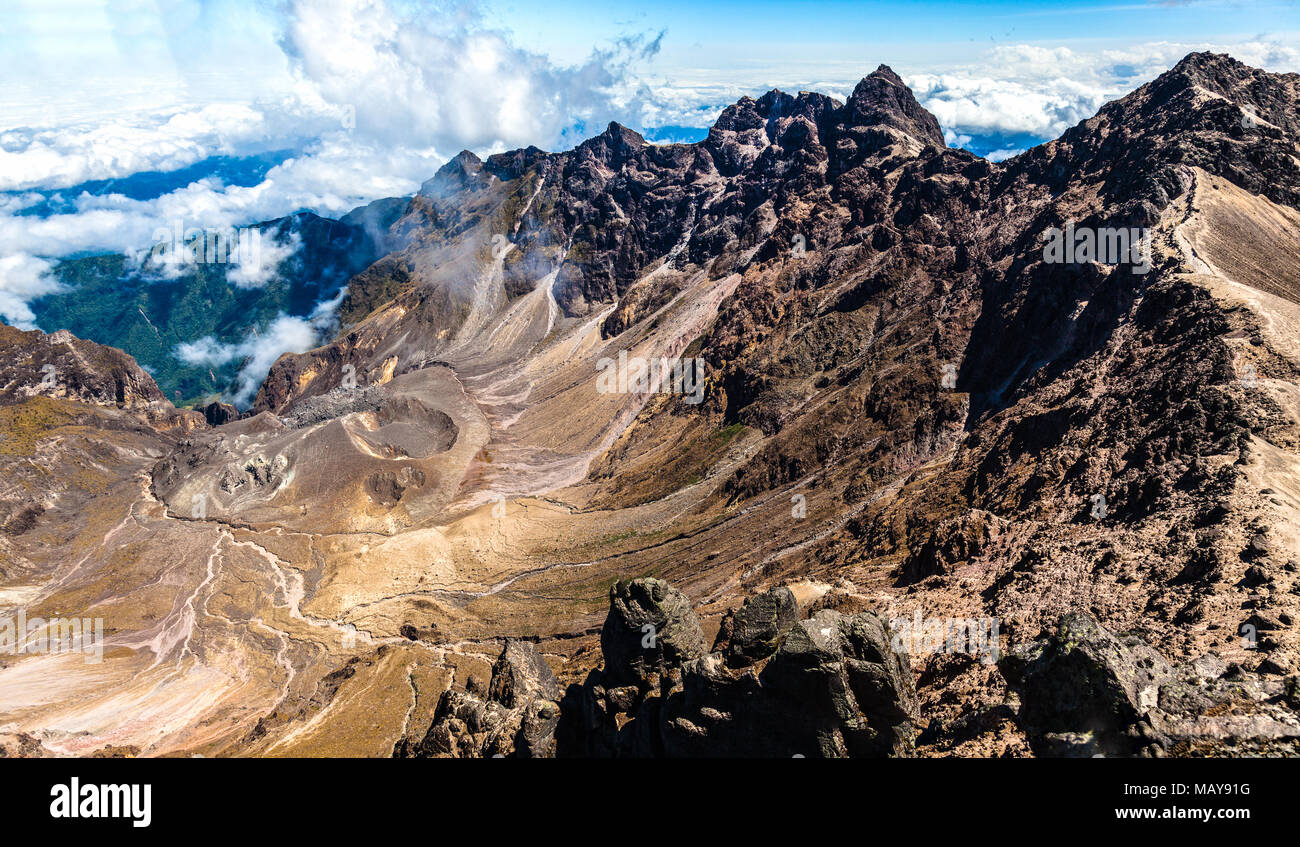 Panorama of the crater or boiler of the active volcano Guagua Pichincha ...
