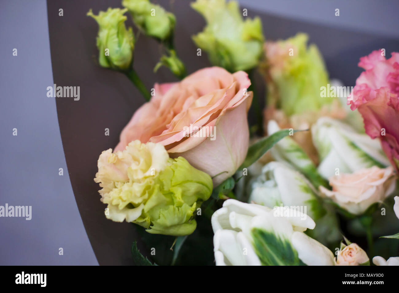 The large bouquet of ashen roses, rustic, boho chic Stock Photo - Alamy