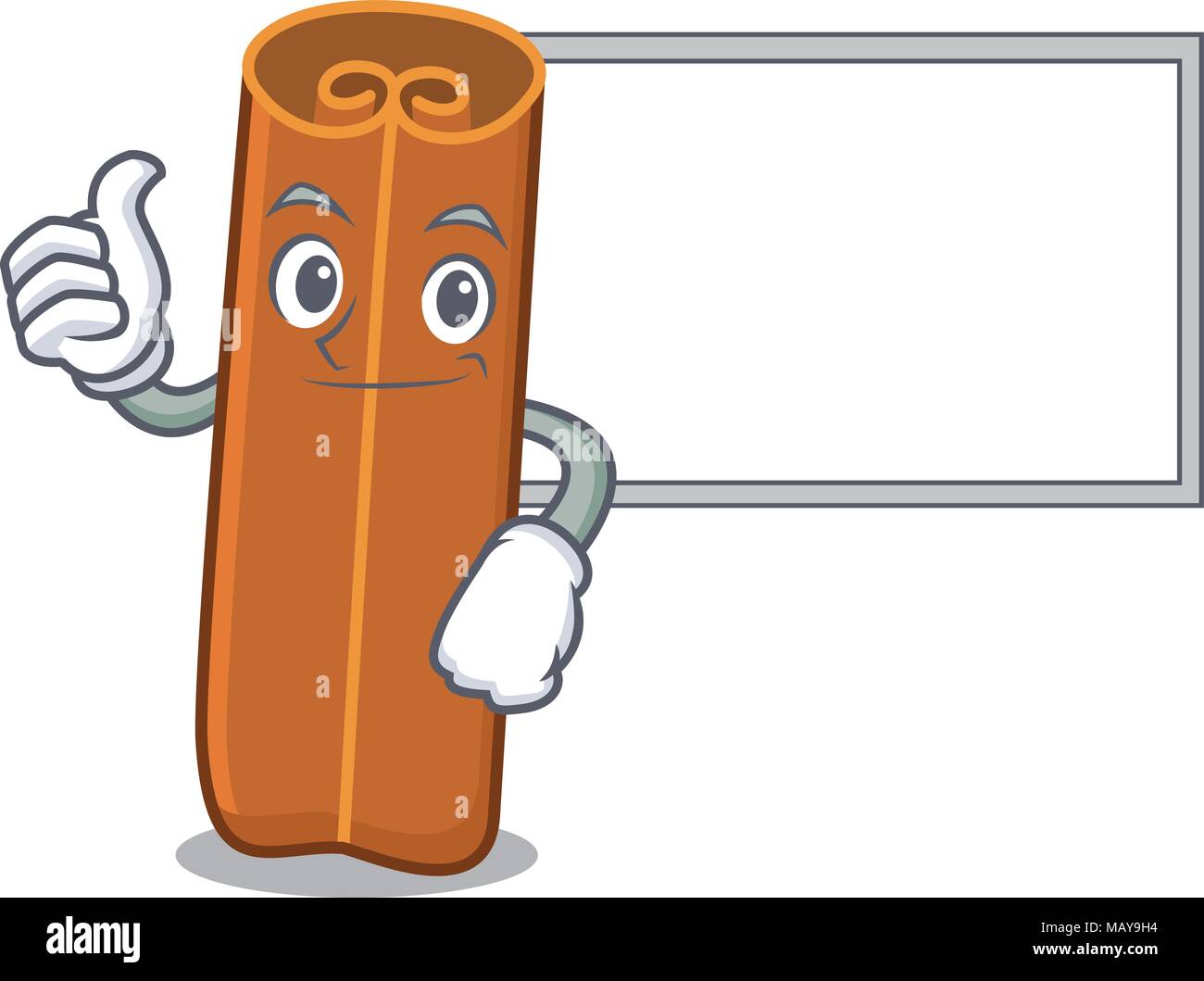 Thumbs up with board cinnamon character cartoon style Stock Vector ...