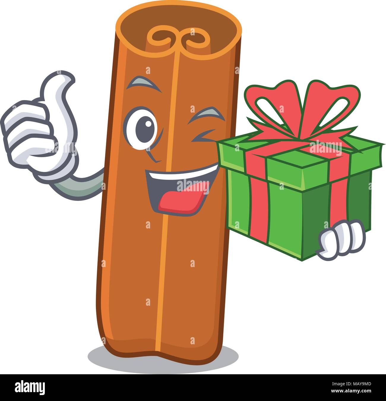 With gift cinnamon mascot cartoon style Stock Vector Image & Art - Alamy