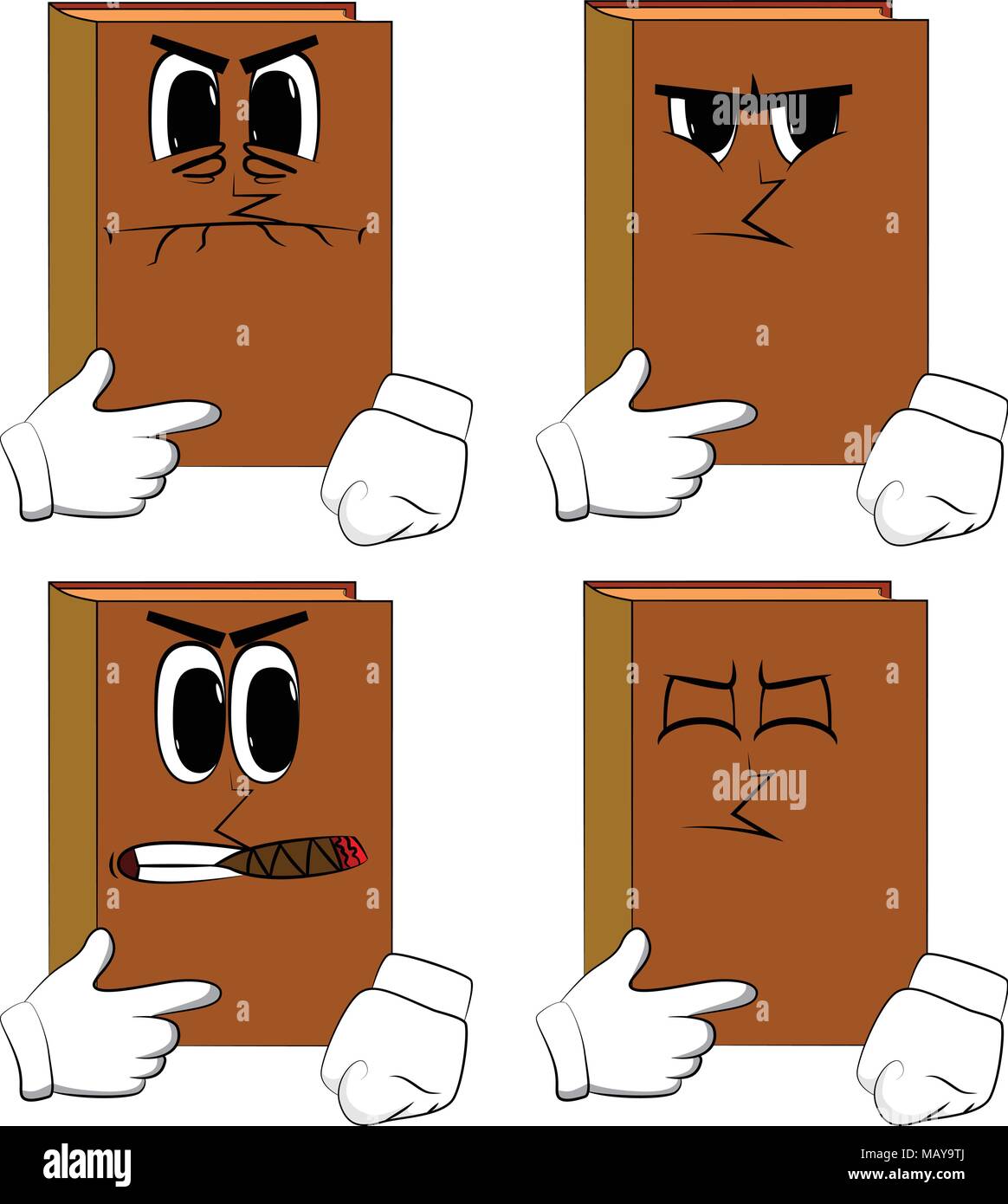 Books thinking or pointing to his left side. Cartoon book collection ...