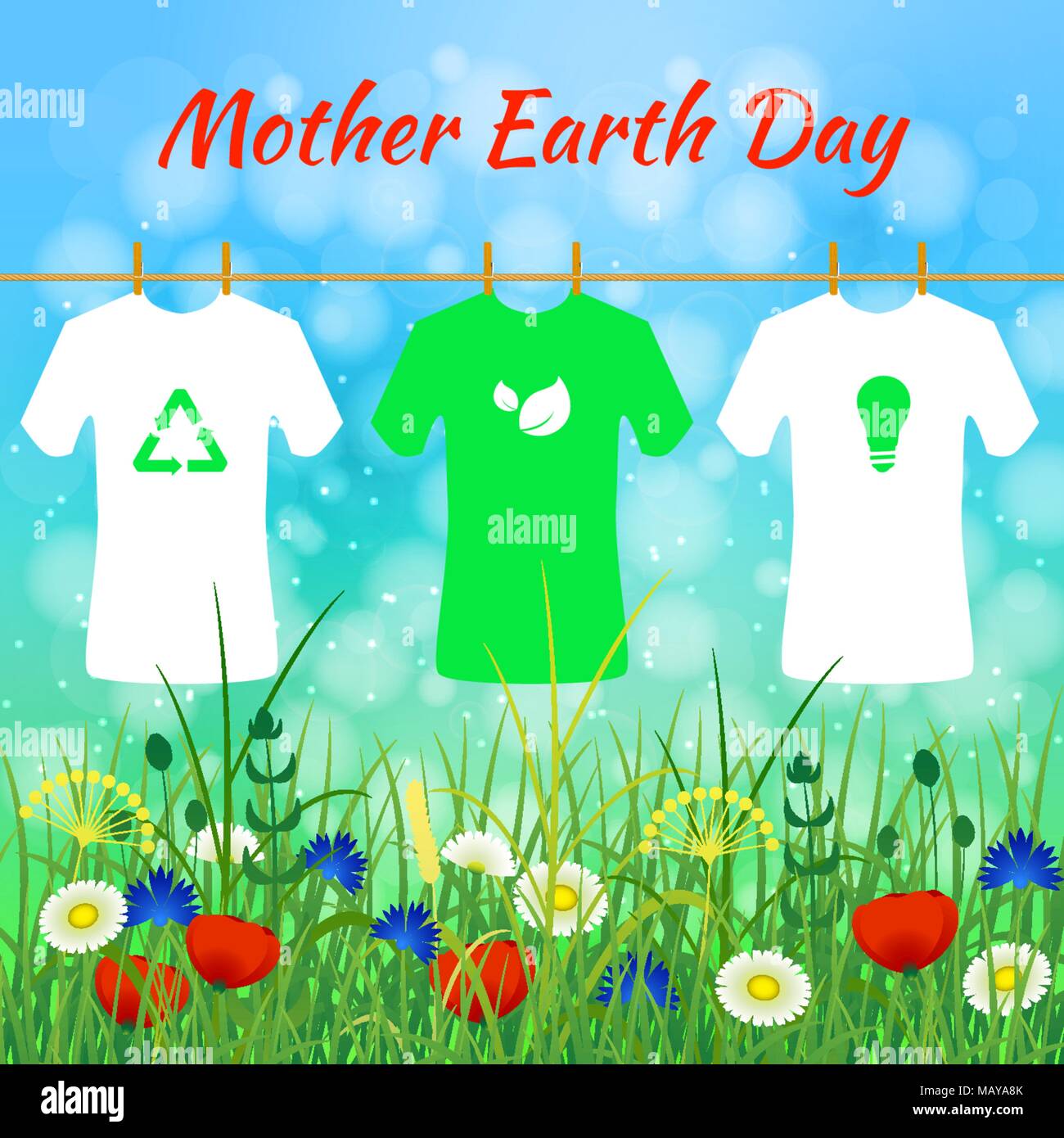 International Mother Earth Day. Concept of the event. T-shirts with eco ...