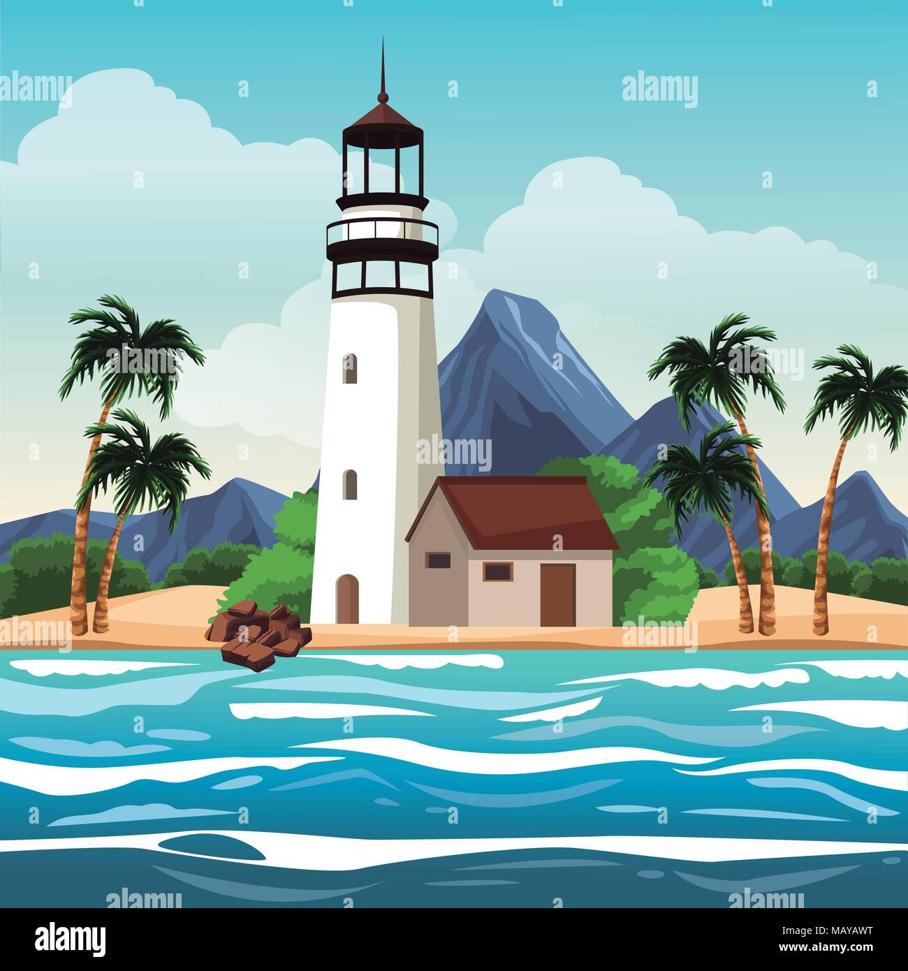 Beautiful island cartoon Stock Vector Image & Art - Alamy