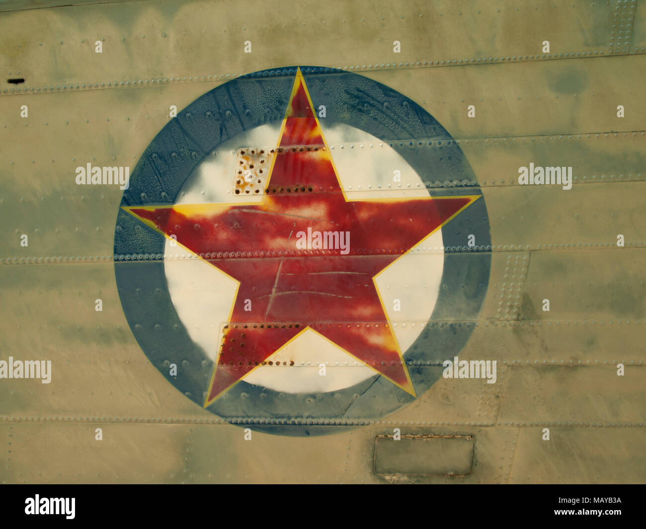 Red star yugoslav aircraft sign on the old rusty airplane Stock Photo ...