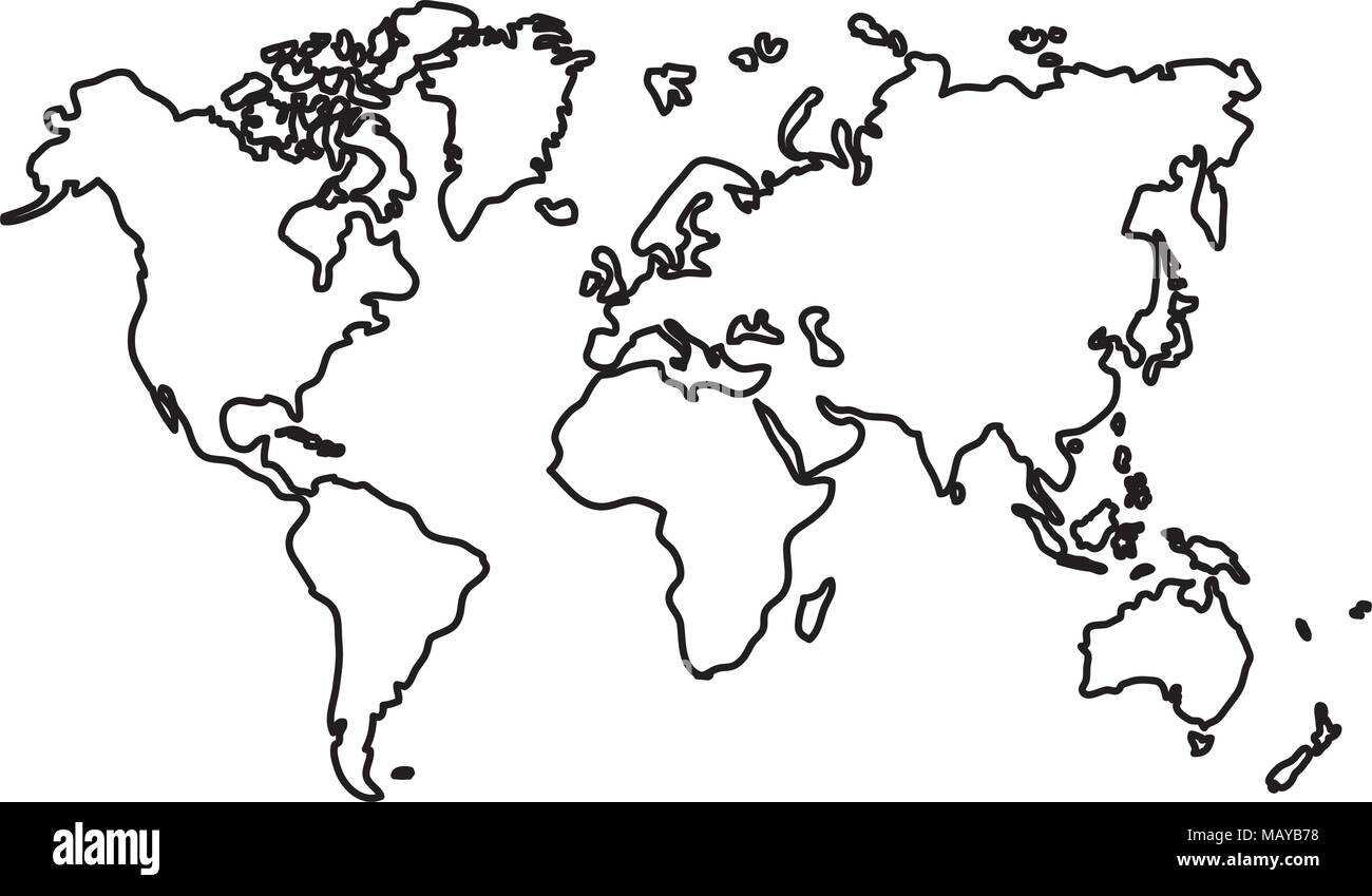 line global geography map with continents world Stock Vector Image ...