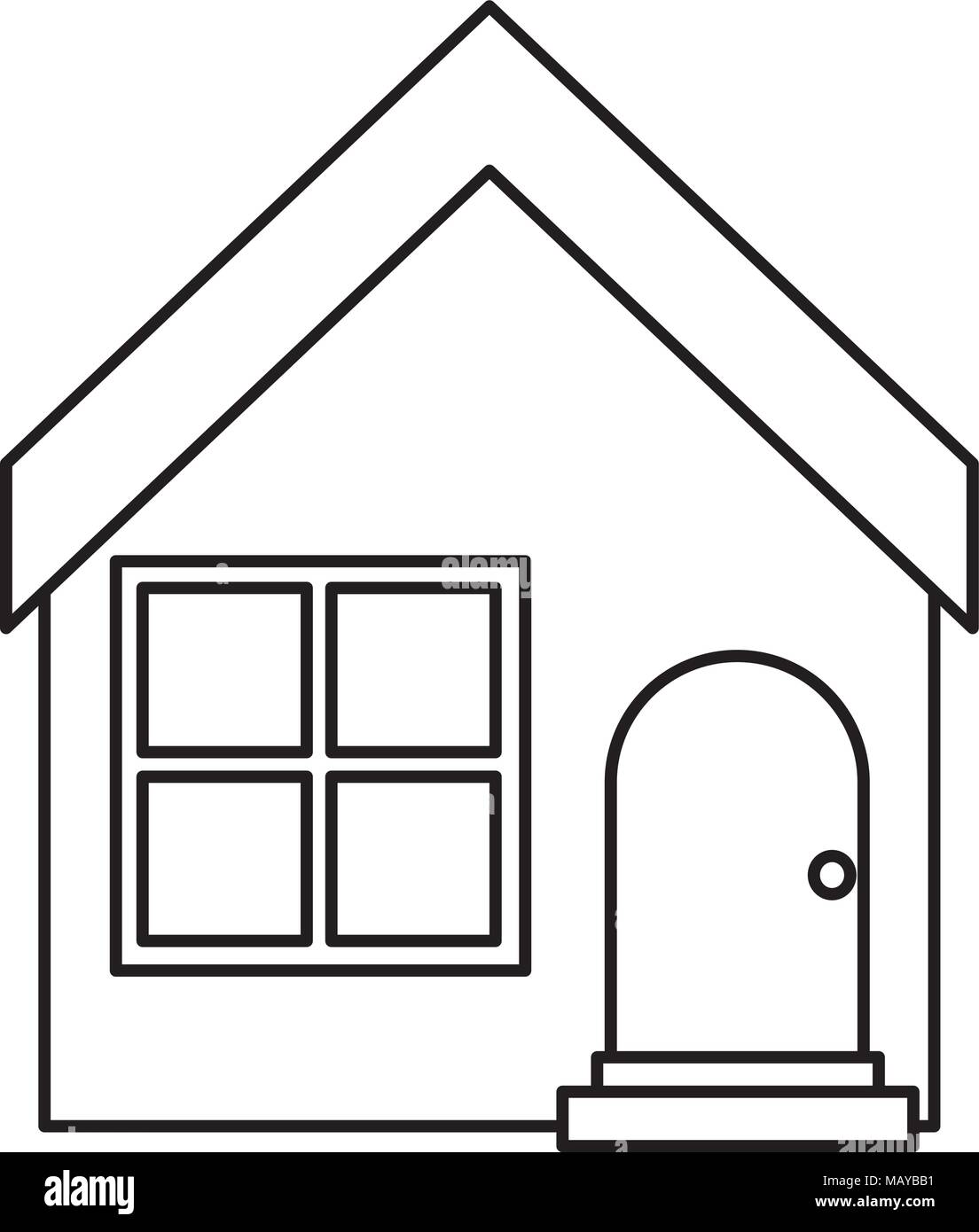 line house residence with roof and door design Stock Vector Image & Art ...