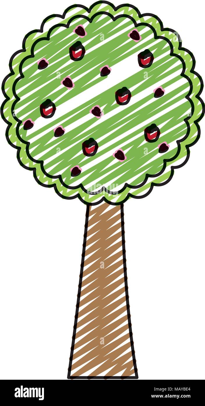 doodle nature tree design with apples fruits Stock Vector Image & Art ...