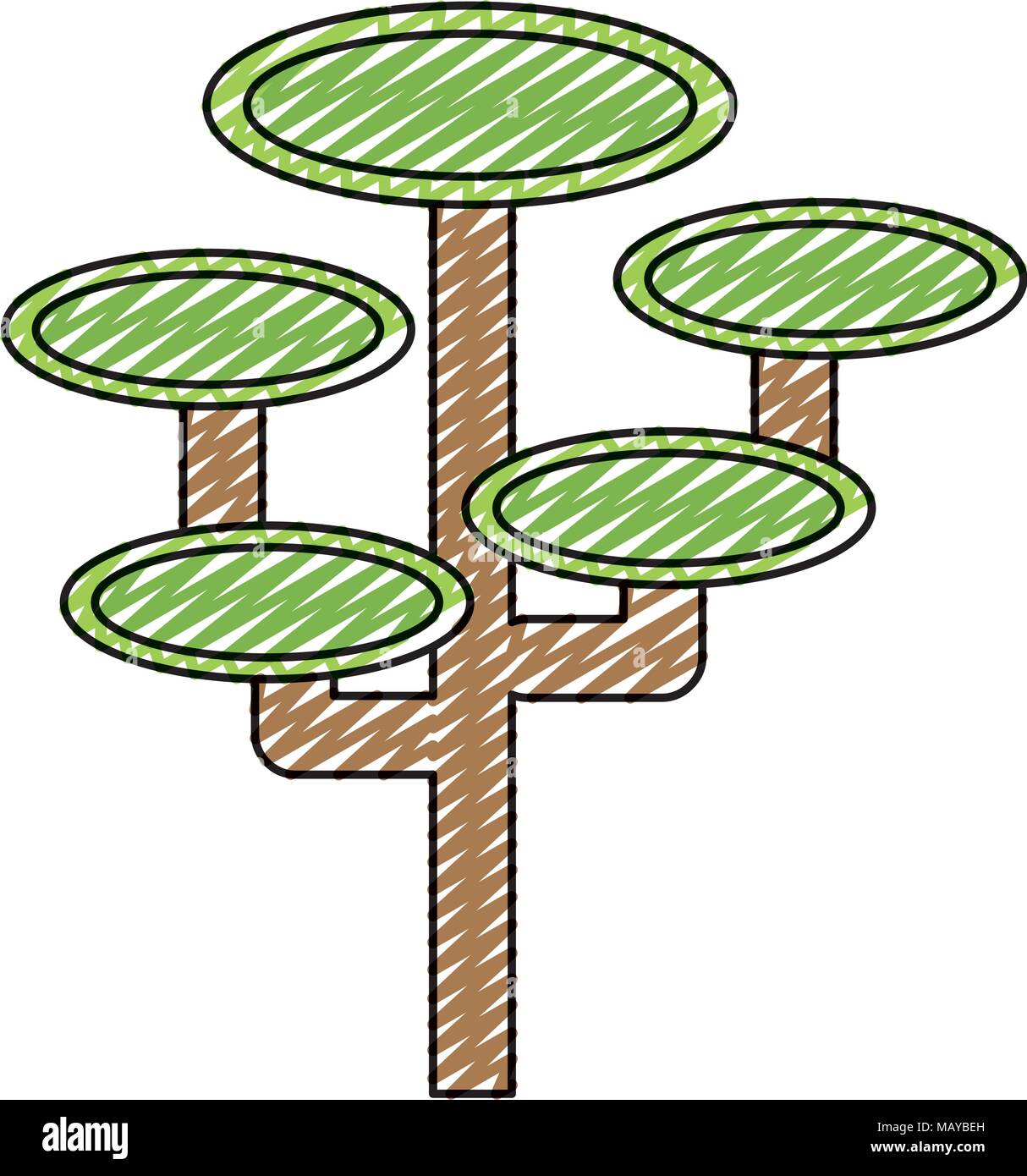 doodle tree with nature stem and leaves branches Stock Vector Image ...