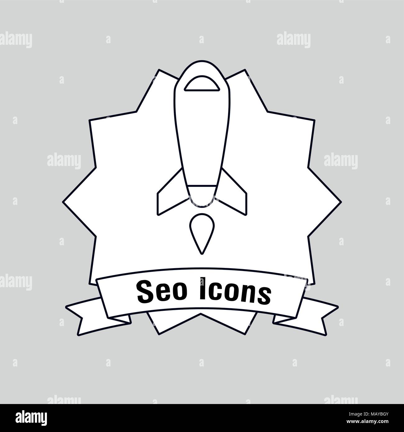 Seo design with rocket over decorative frame and gray background ...