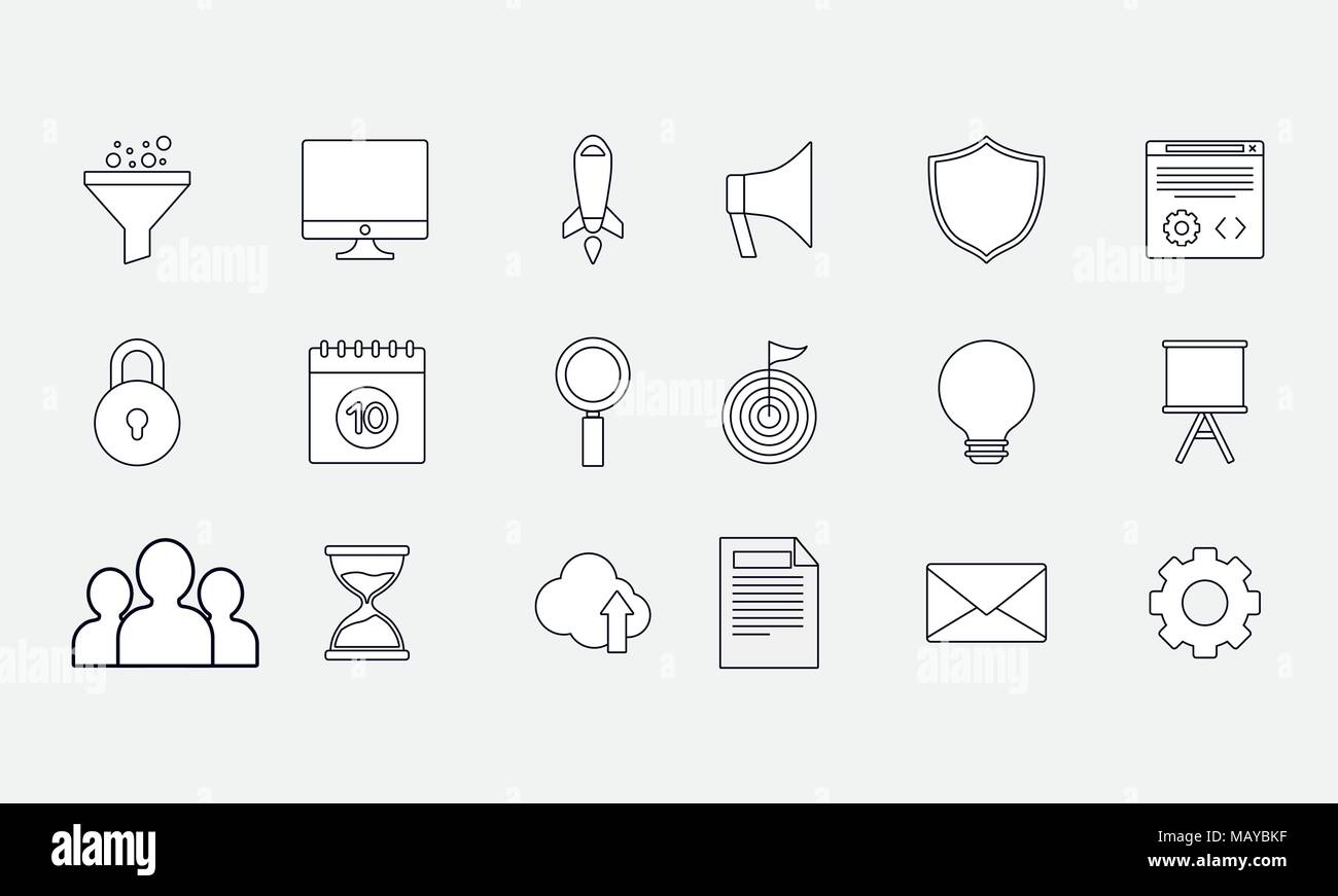 icon set of seo concept, over white background, vector illustration ...
