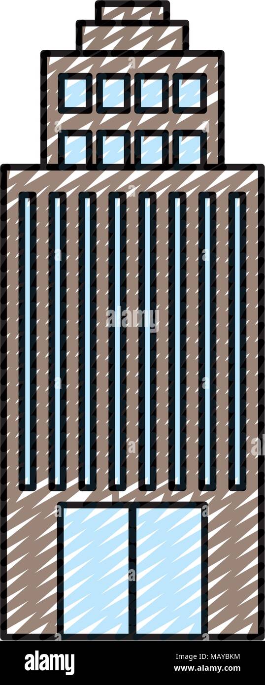 doodle architecture buliding city with windows design Stock Vector ...