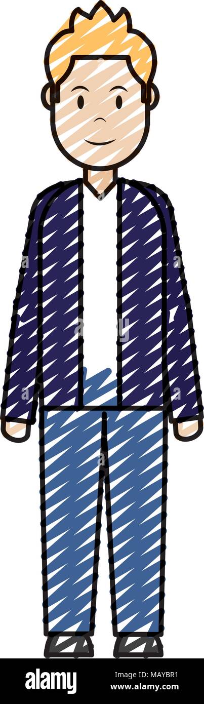 doodle man with hairstyle design and casual shirt Stock Vector Image ...