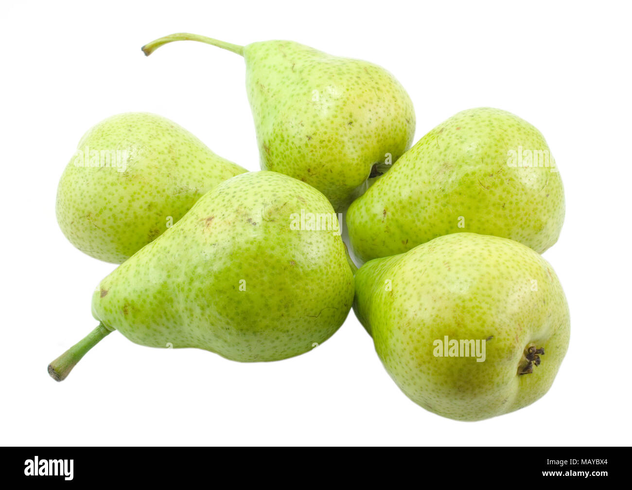 five pears isolated over white Stock Photo - Alamy