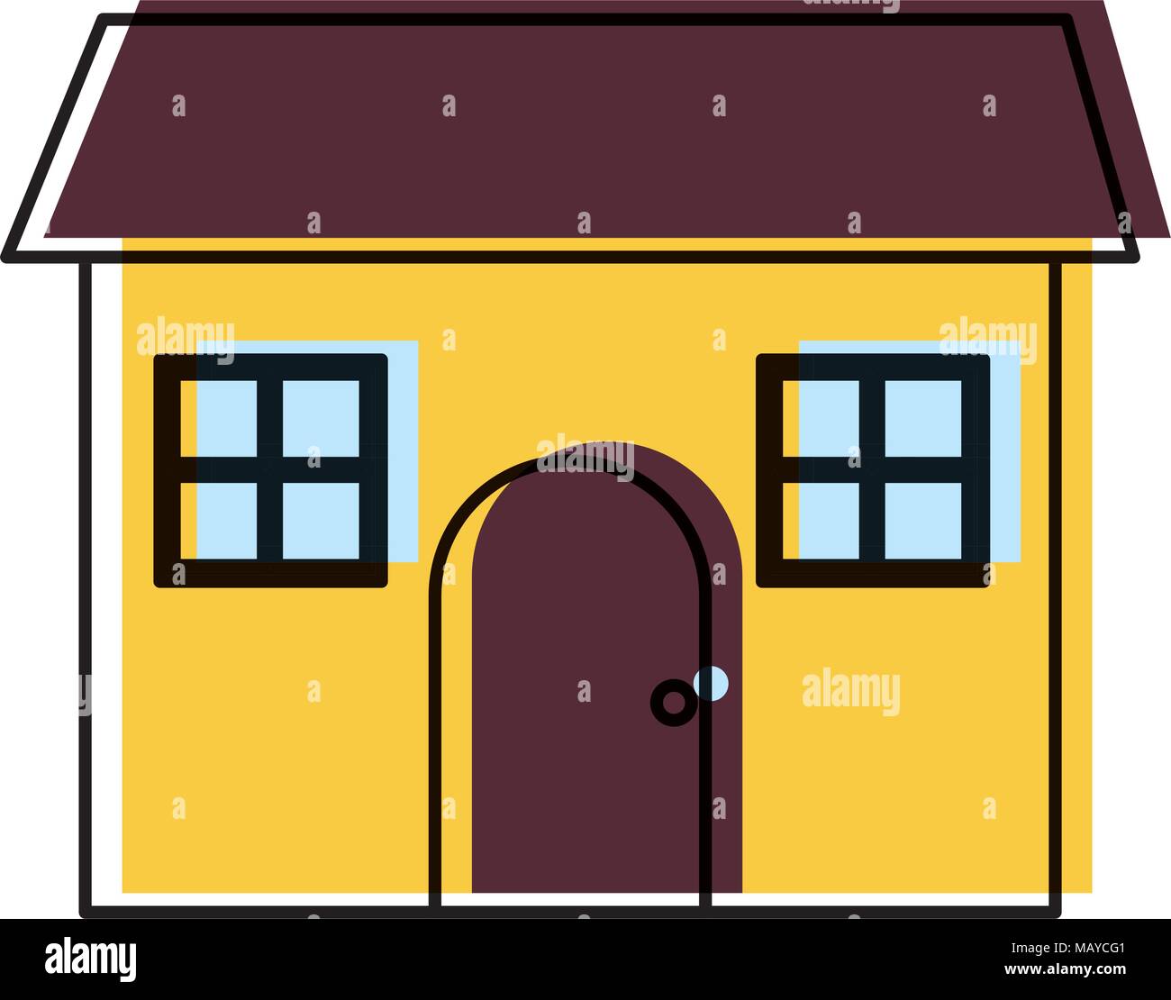 moved color house residence with windows design and door Stock Vector ...
