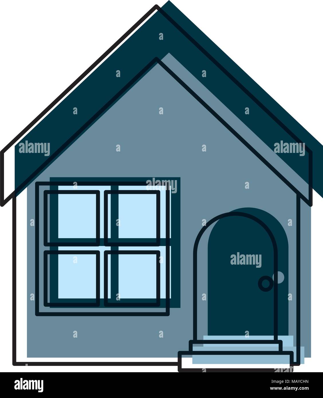 moved color house residence with roof and door design Stock Vector ...