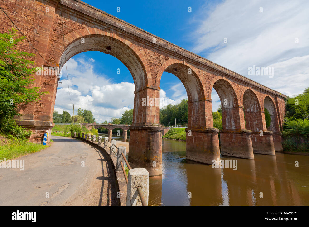 Huge arch train bridge built over Sorgue river in France Stock Photo ...
