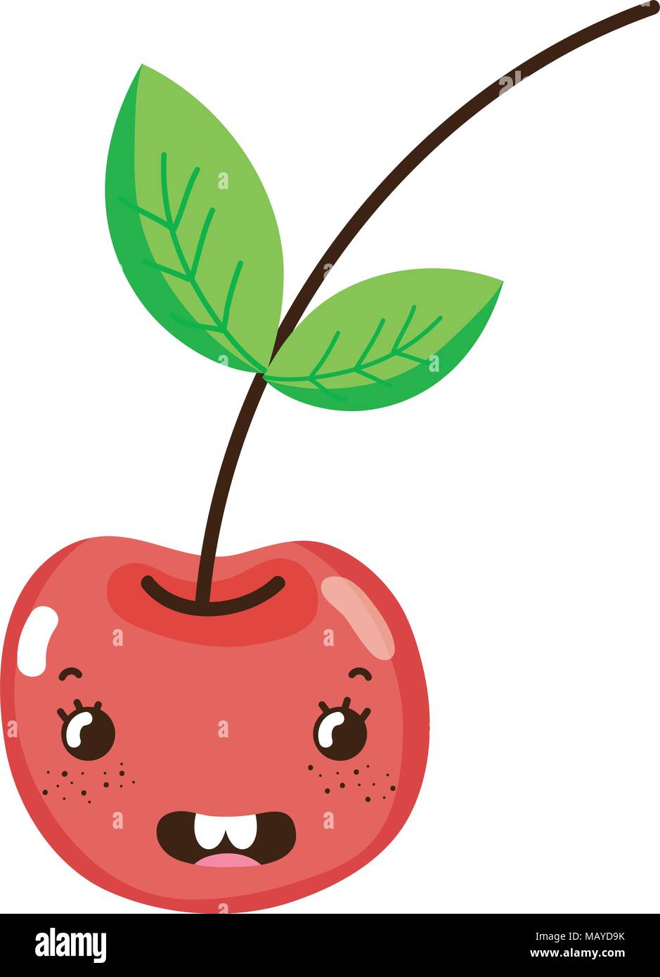 kawaii scared cherry delicious fruit Stock Vector Image & Art - Alamy