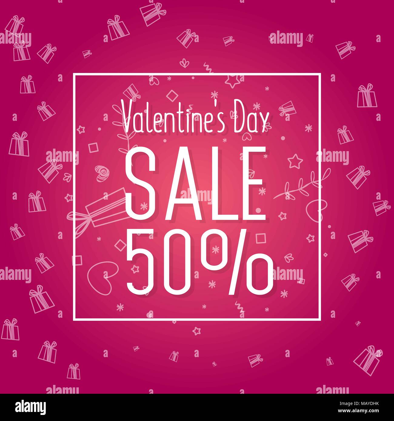 Illustration of love and valentine day. Sale 50 percent discount Stock ...
