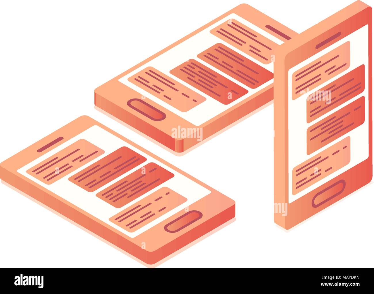 Concept Isometric phone with chat on screen. Vector illustration Stock ...