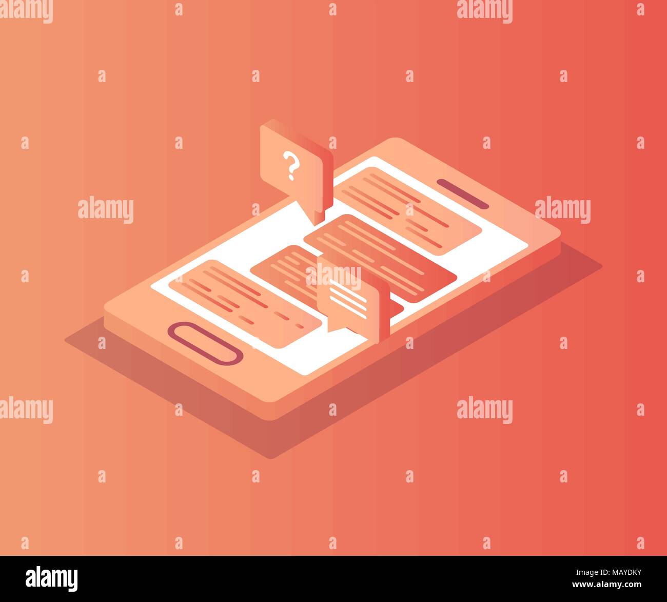 Concept Isometric phone with chat on screen. Vector illustration Stock ...