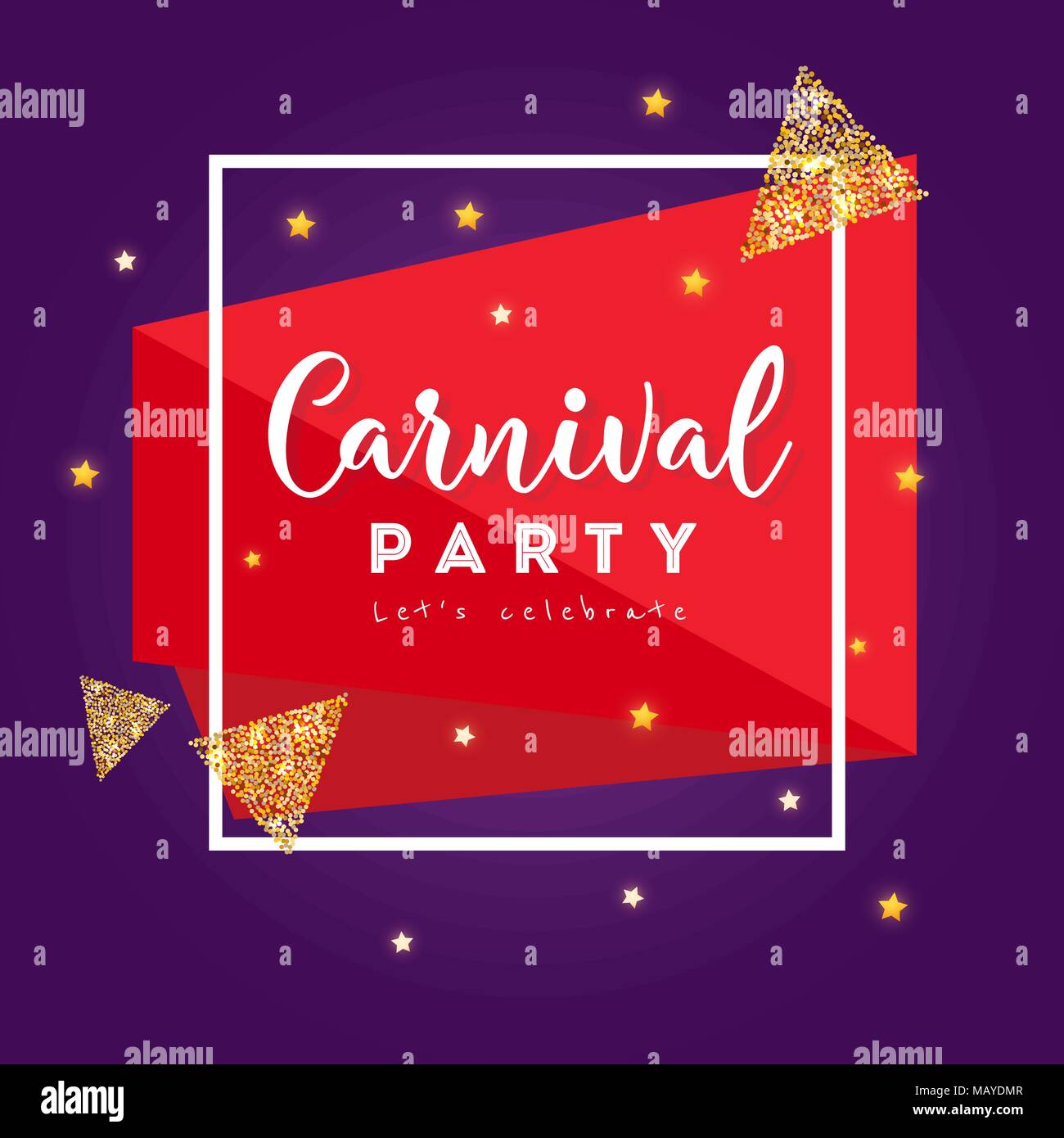 Mardi gras. Carnival Concept Banner with star and fireworks on a dark ...