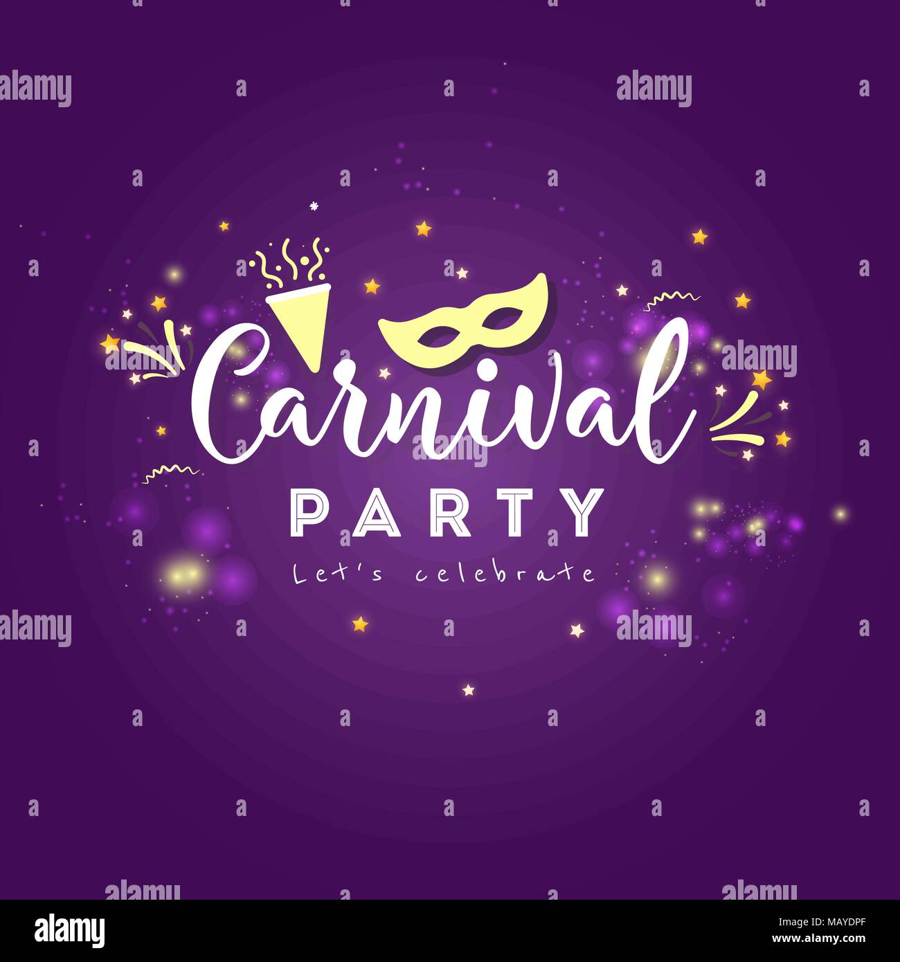 Mardi gras. Carnival Concept Banner with star and fireworks on a dark ...
