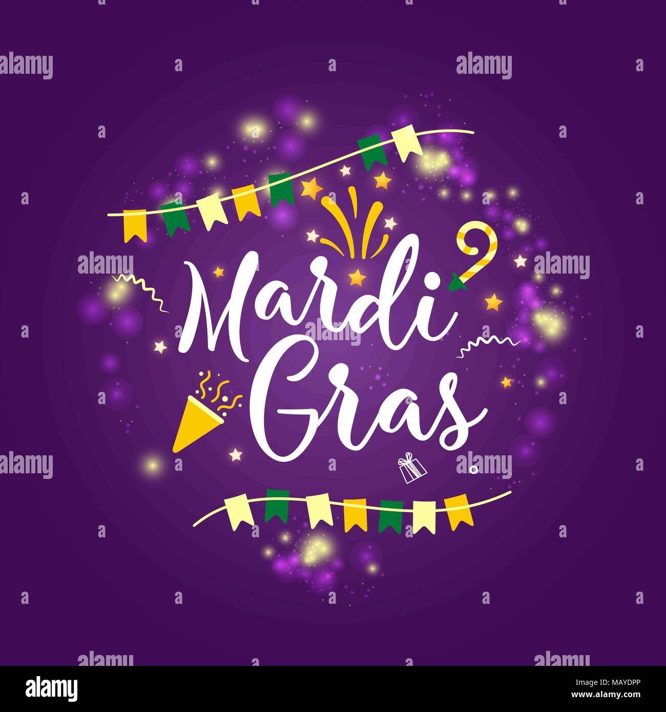 Mardi gras. Carnival Concept Banner with star and fireworks on a dark ...
