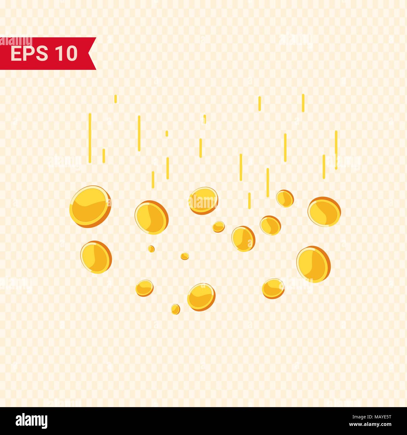 Coins falling vector illustration. Abstract coins dropping golden rain ...