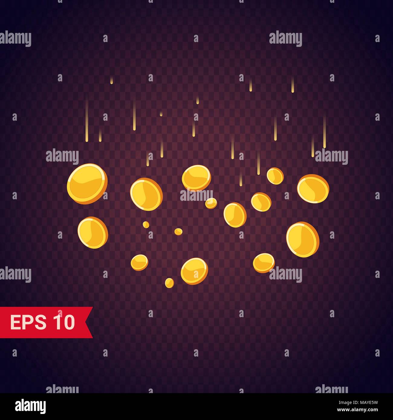 Coins falling vector illustration. Abstract coins dropping golden rain ...